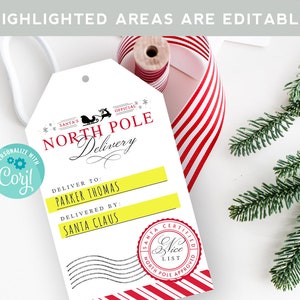 Printable Gift Tag From Santa, Instant Download Santa Tag, Editable ...