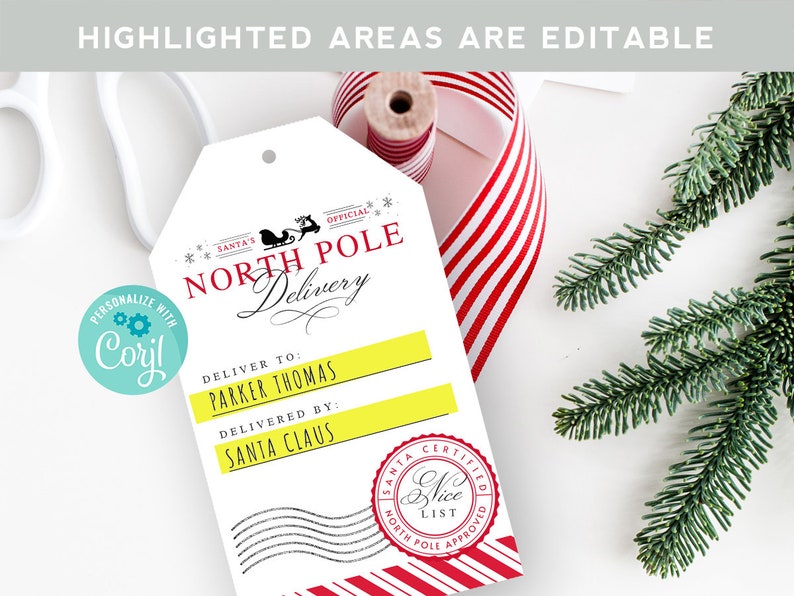 Printable Gift Tag From Santa Instant Download Santa Tag - Etsy