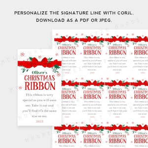 Christmas Ribbon Ornament Tag Printable, Kids Christmas Ribbon ...