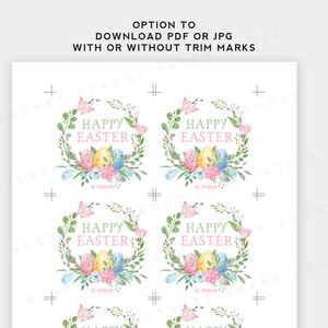 Printable Easter Wreath Gift Tag, Instant Download Happy Easter Gift ...