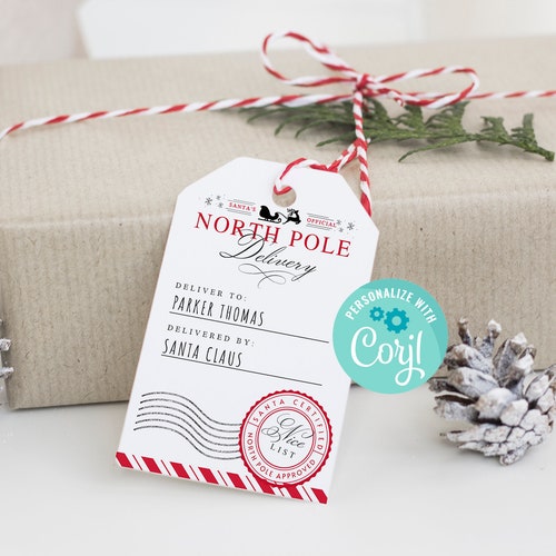 Printable North Pole Special Delivery Gift Tag Santa's - Etsy