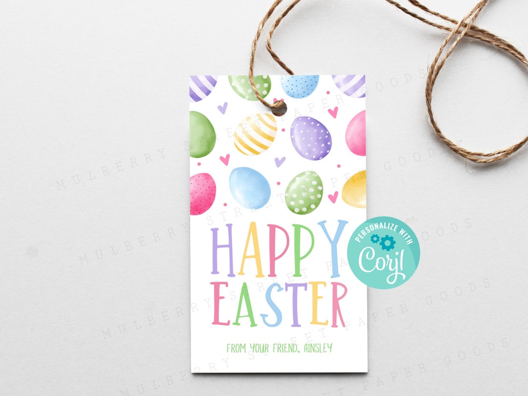 Printable Happy Easter Eggs Gift Tag, Instant Download Easter Tag ...