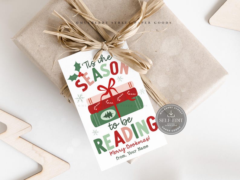 Christmas Book Gift Tag Printable Digital Download Canva Favorite ...