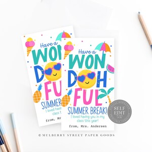 Summer Break Gift Tag Instant Download End of School Year Summer ...