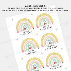 Printable Happy First Day of School Pastel Rainbow, Back to School ...