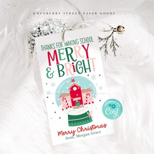 School Christmas Gift Tag Printable Thanks for Making School Merry and ...