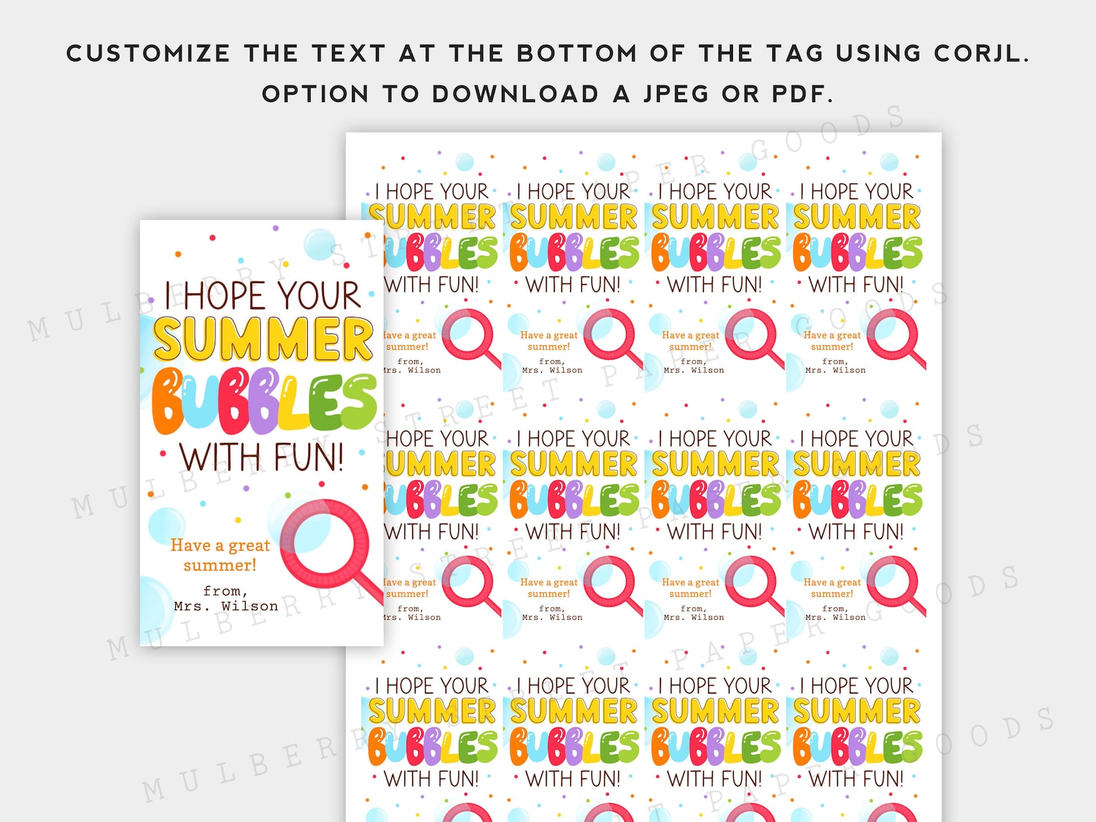 I Hope Your Summer Bubbles With Fun End of School Year Gift Tag ...