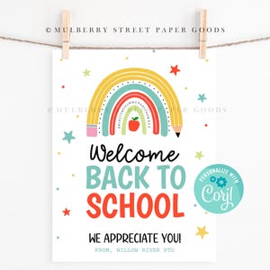 Editable Welcome Back to School Sign Printable, First Day of School ...