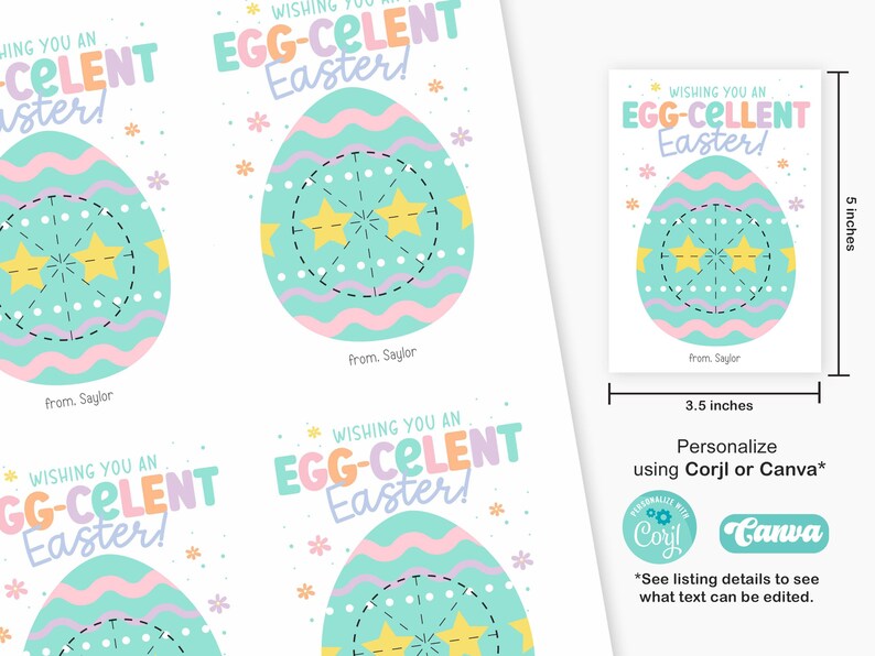 Easter Play Dough Card Holder Printable Doh Easter Canva Template ...