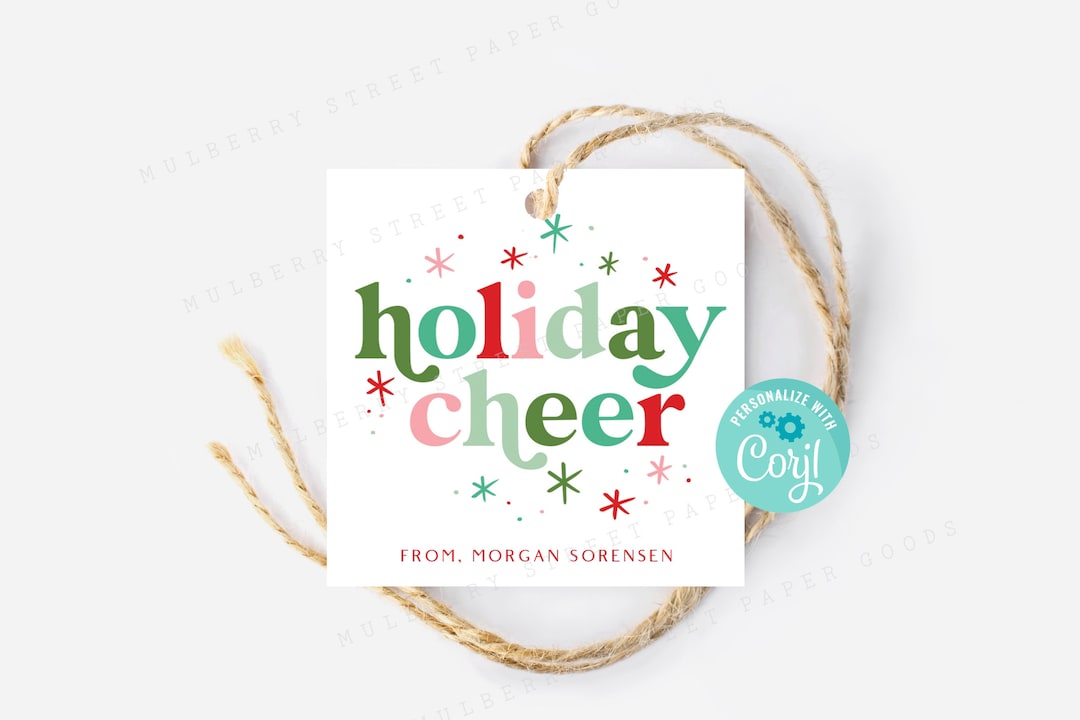 Holiday Cheer Gift Tag Printable, Christmas Gift Tag, Teacher, Client ...
