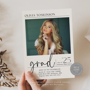 Editable Class of 2025 Graduation Announcement Canva Template ...