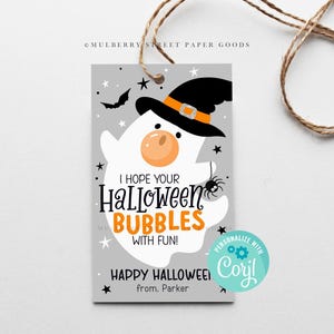 Halloween Bubble Gum Gift Tag Template Cute Ghost Halloween Party ...