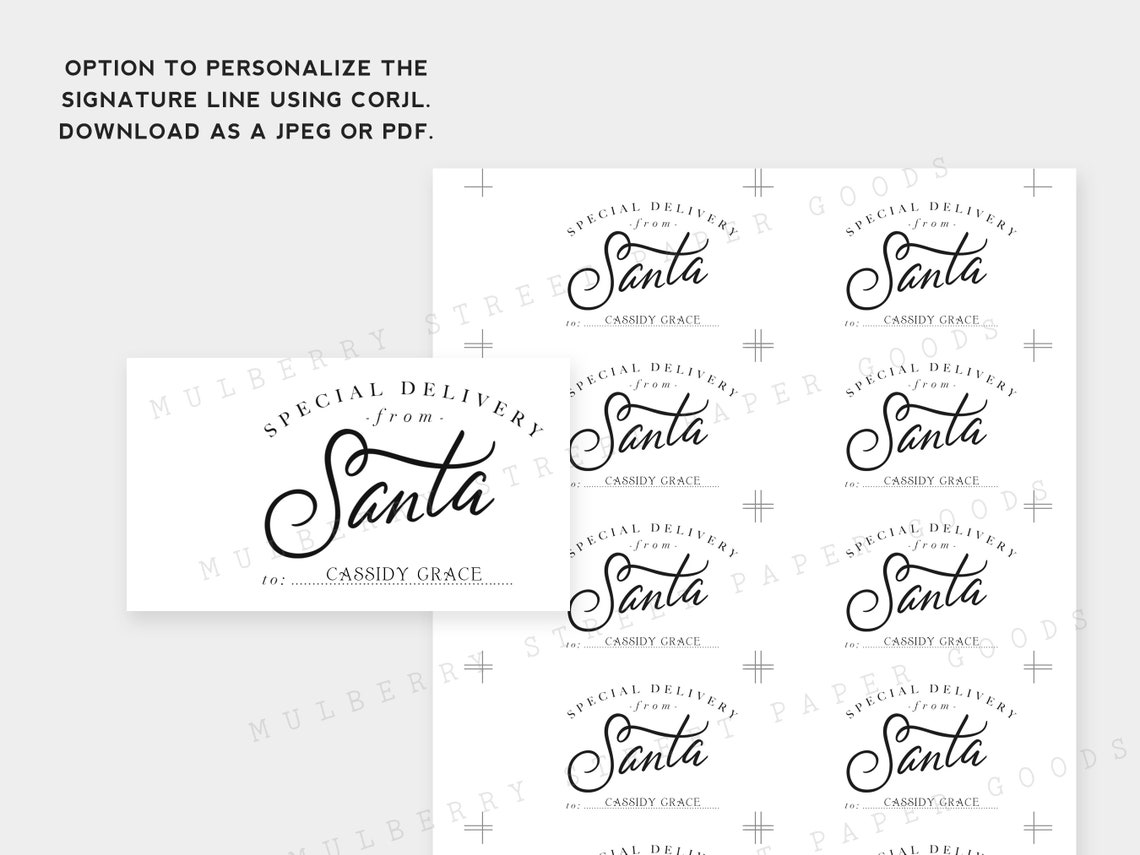 Printable Santa Gift Tag, Personalized Santa Claus Gift Tag, Christmas ...