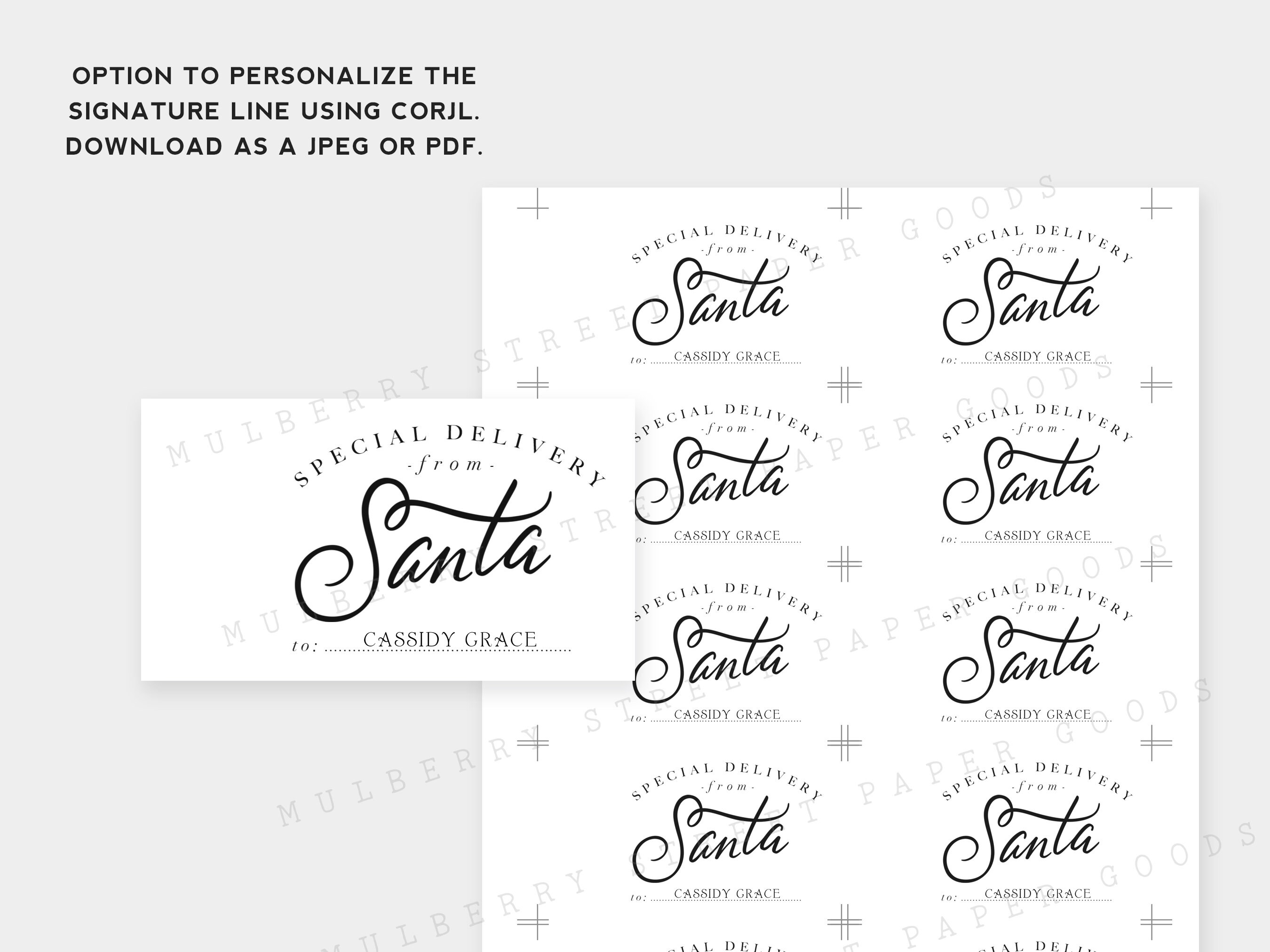 Printable Santa Gift Tag, Personalized Santa Claus Gift Tag, Christmas ...