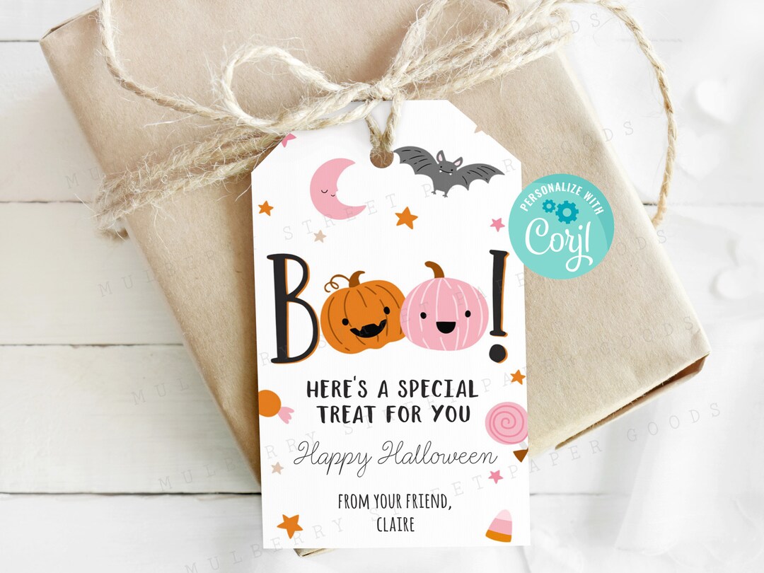 Printable Boo Here's a Special Treat for You Halloween Gift Tag, Happy ...