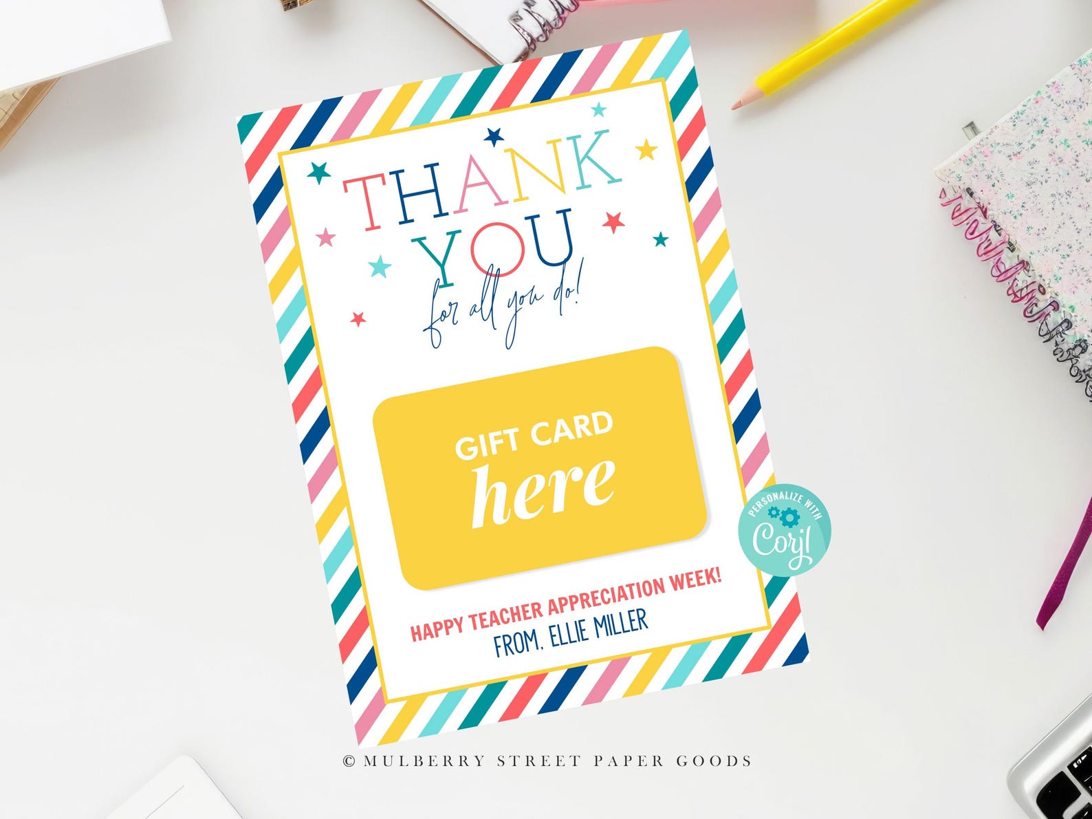 Printable Thanks for All You Do Gift Card Holder, Instant Download ...