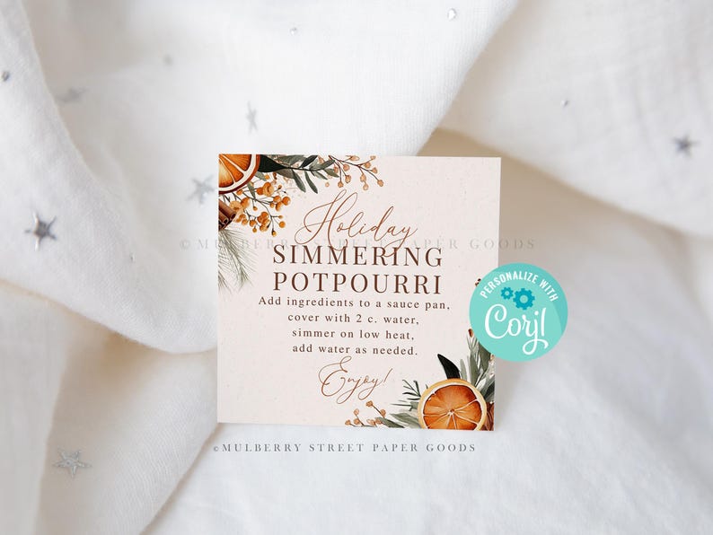 Simmer Pot Instructions Tag, Christmas Simmering Potpourri Gift ...