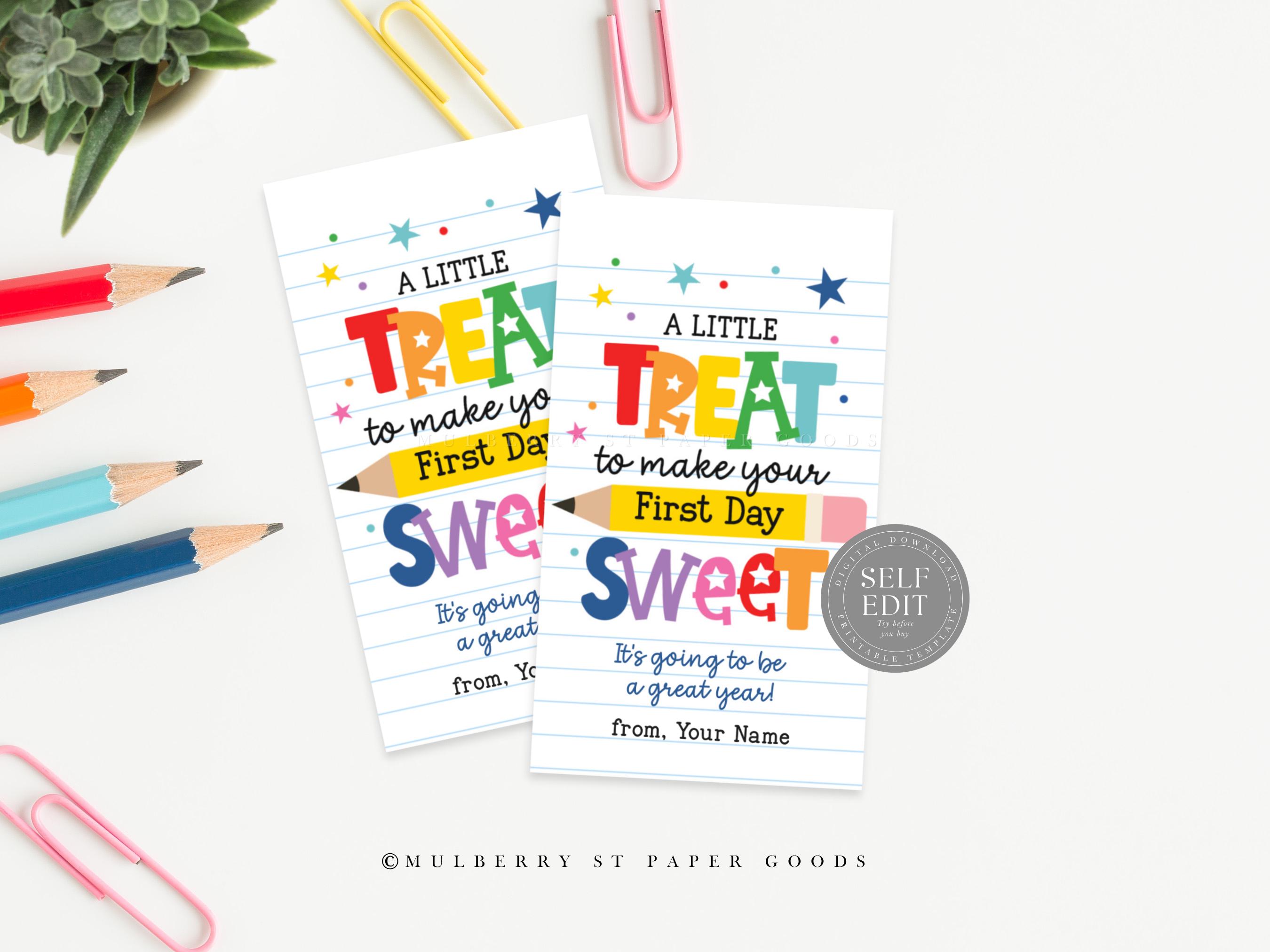 Printable First Day of School Gift Tag Canva Template Digital Download ...