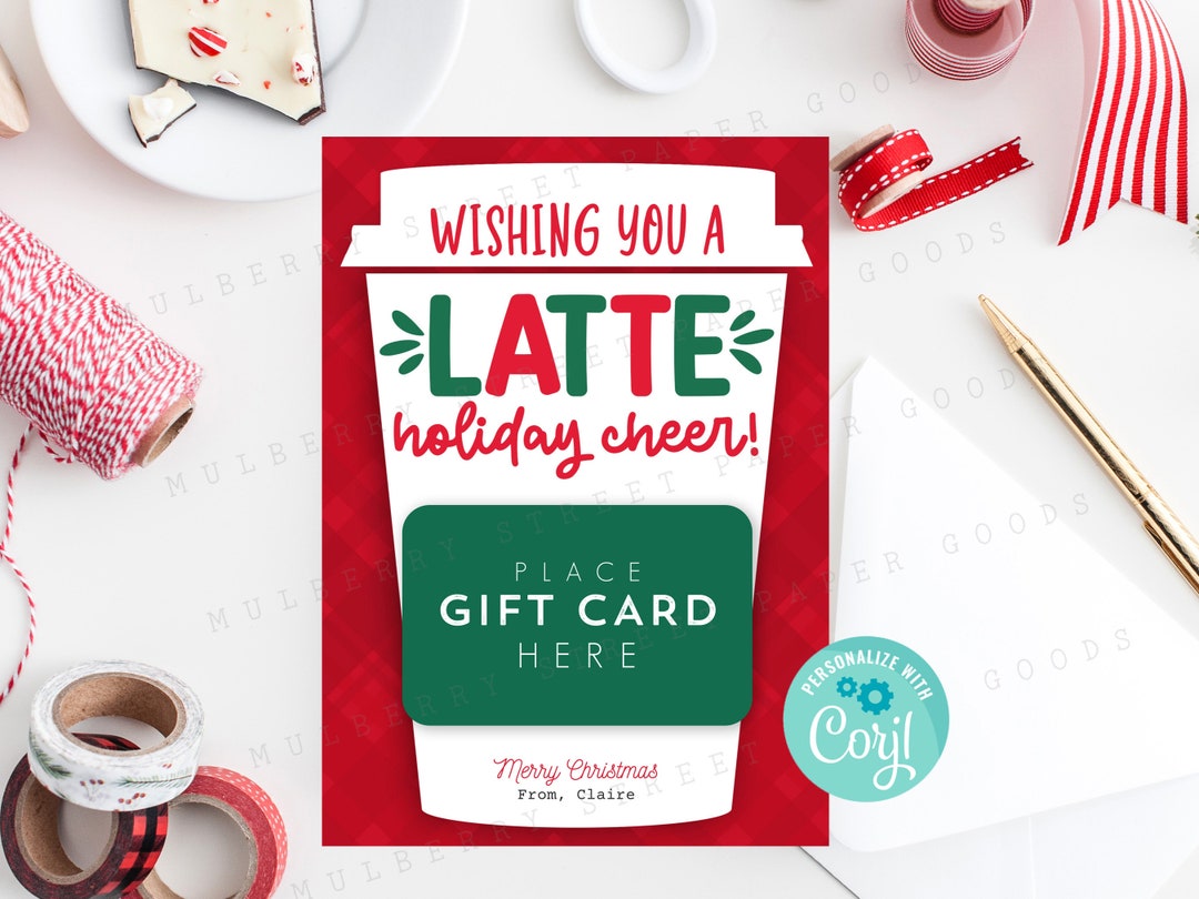 Printable Christmas Coffee Gift Card Holder, Latte Holiday Cheer Gift ...