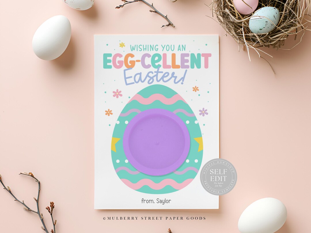 Easter Play Dough Card Holder Printable Doh Easter Canva Template ...