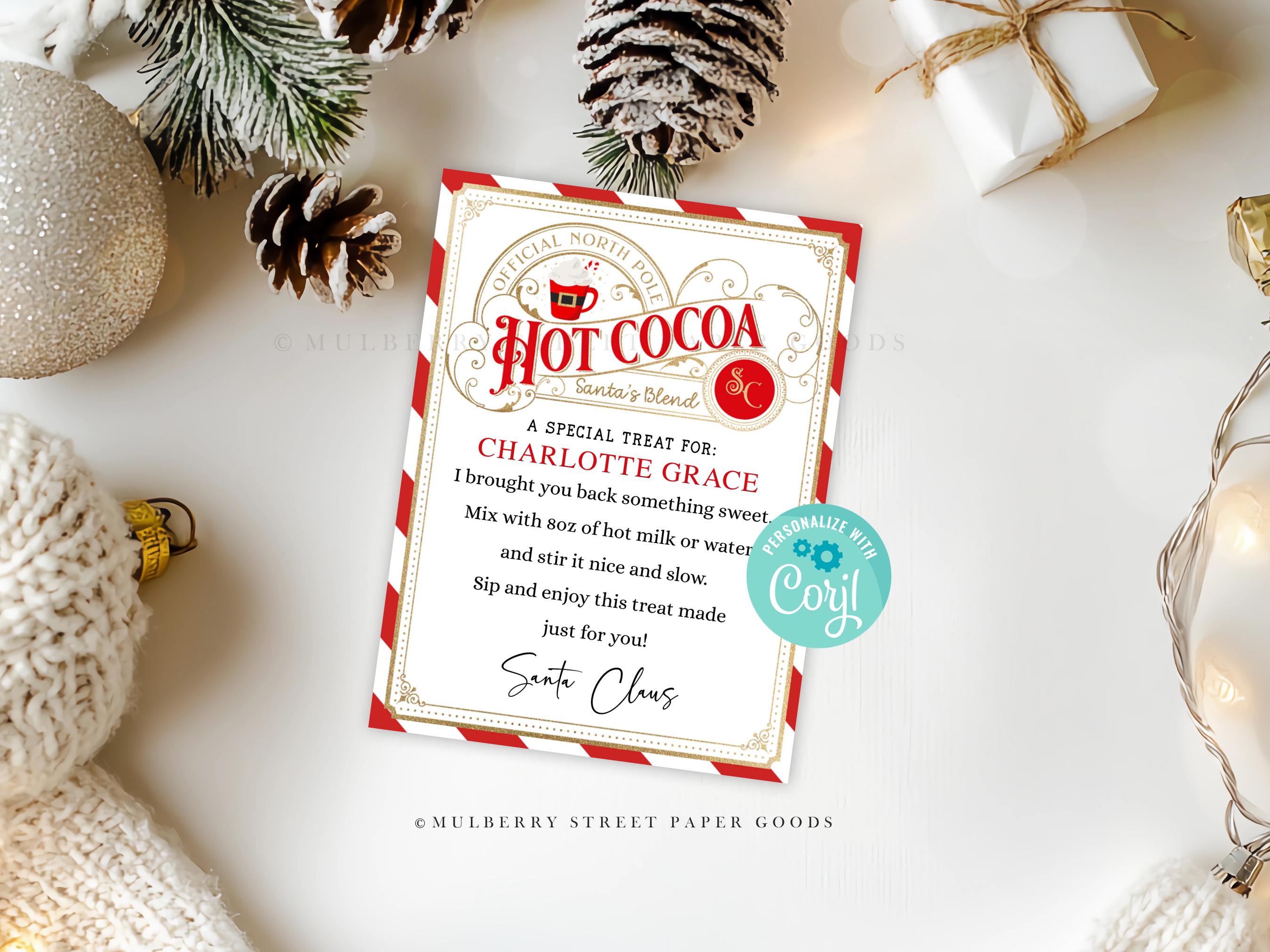 Editable Official North Pole Hot Cocoa Digital Download Personalized ...