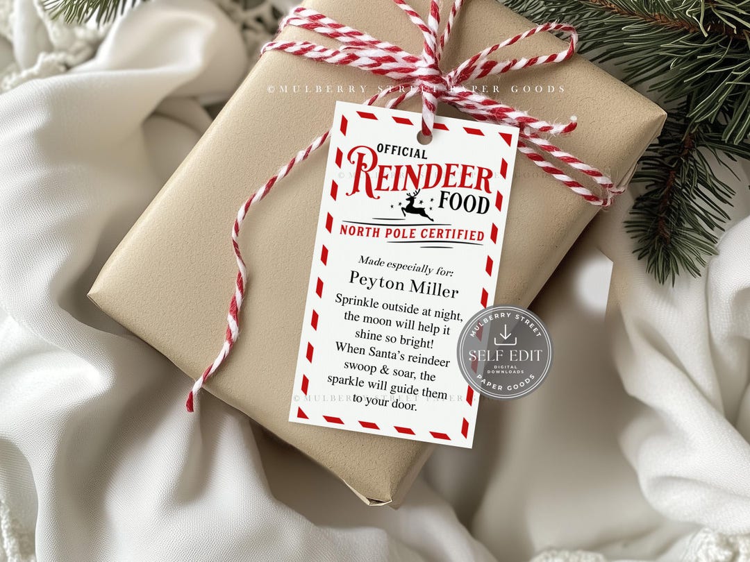 Editable Reindeer Food Gift Tag Printable Digital Download Canva ...