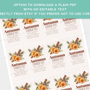 Autumn Simmer Pot Gift Tag Homemade Fall Simmering Potpourri Printable ...