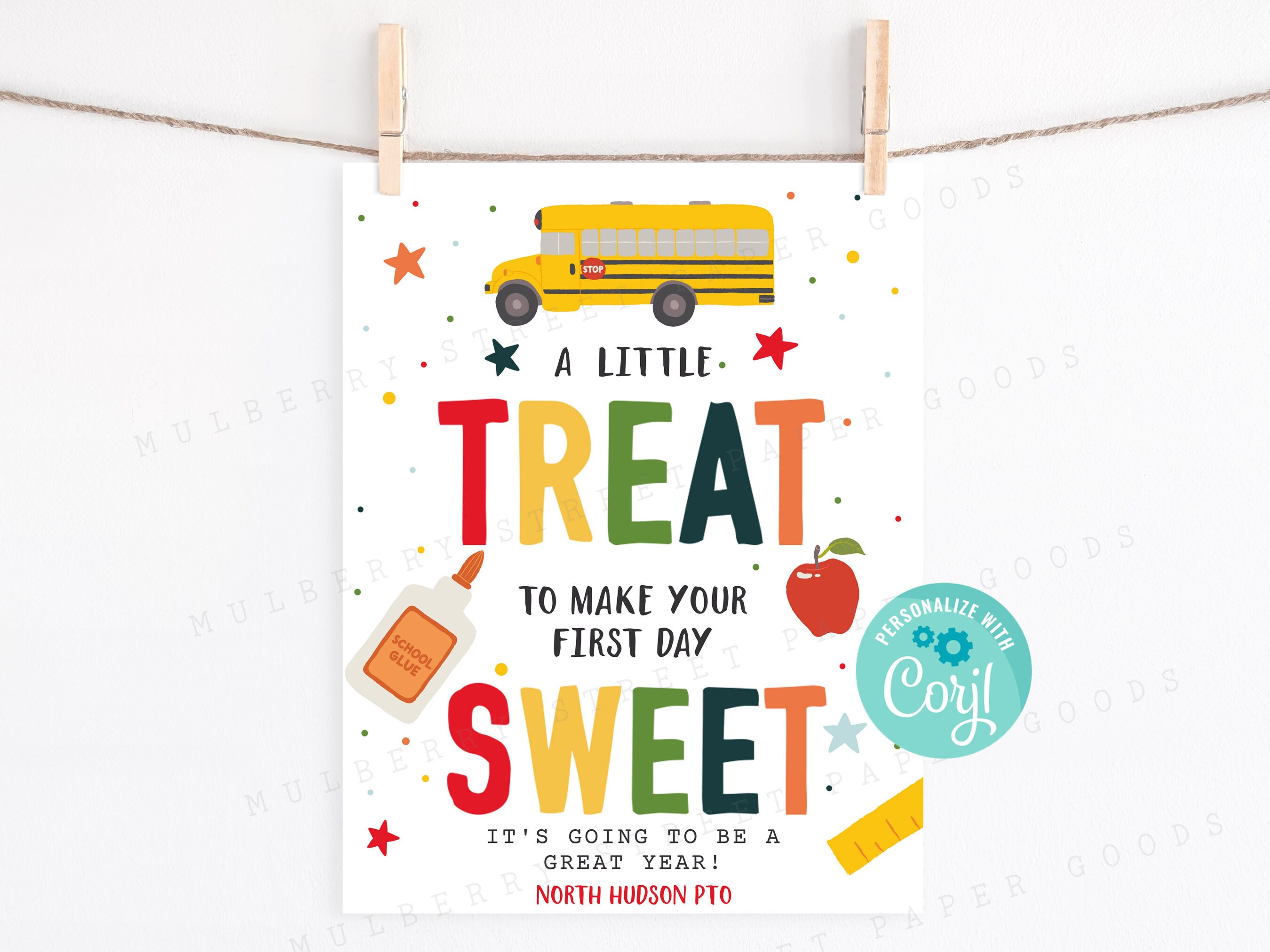 A Little Treat to Make Your First Day Sweet 8.5x11 Printable, Welcome ...