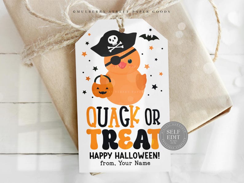Rubber Duck Halloween Gift Tag Printable Digital Download Canva ...