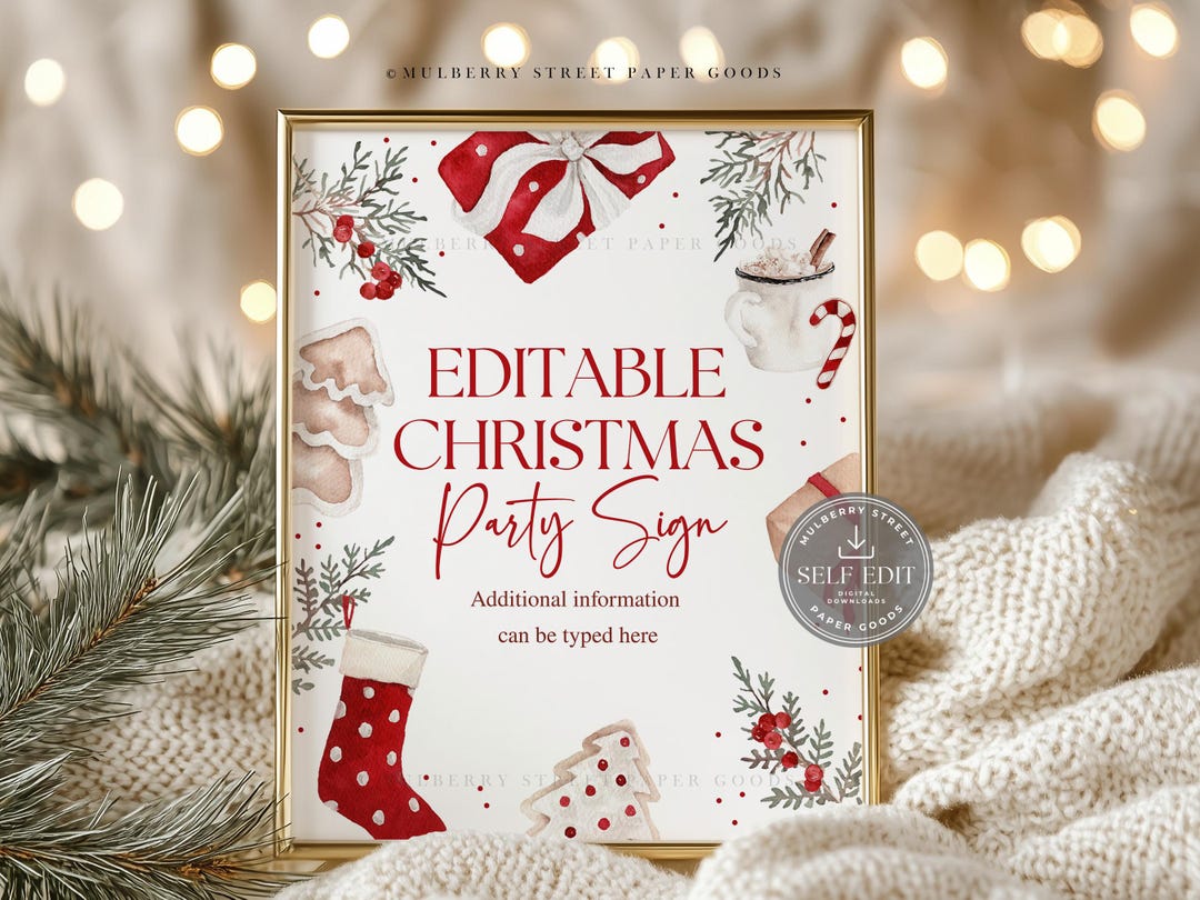 Editable Christmas Party Table Sign Printable Digital Download Canva ...