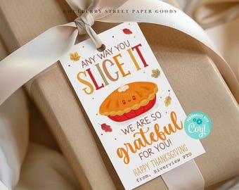 Thanksgiving Pie Gift Tag Printable Fall Teacher Staff Coworker ...