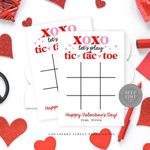 Let's Play Tic Tac Toe Valentine Card Printable Classroom Valentines ...