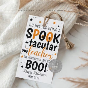 Printable Spooktacular Teacher Halloween Gift Tag, School Halloween ...