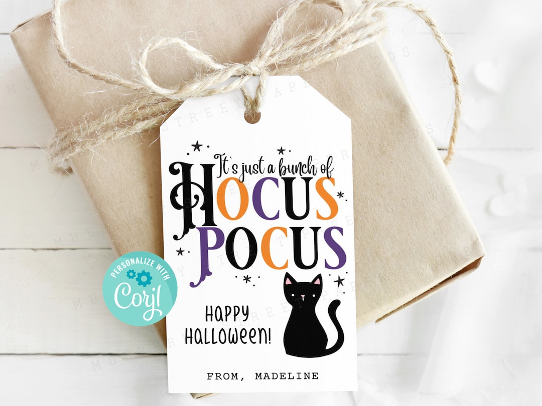 Printable It's All Just A Bunch of Hocus Pocus Halloween Tag, Happy ...