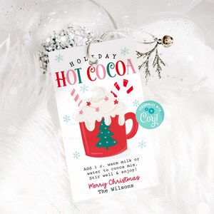 Holiday Hot Cocoa Gift Tag Printable Personalized Hot Chocolate ...