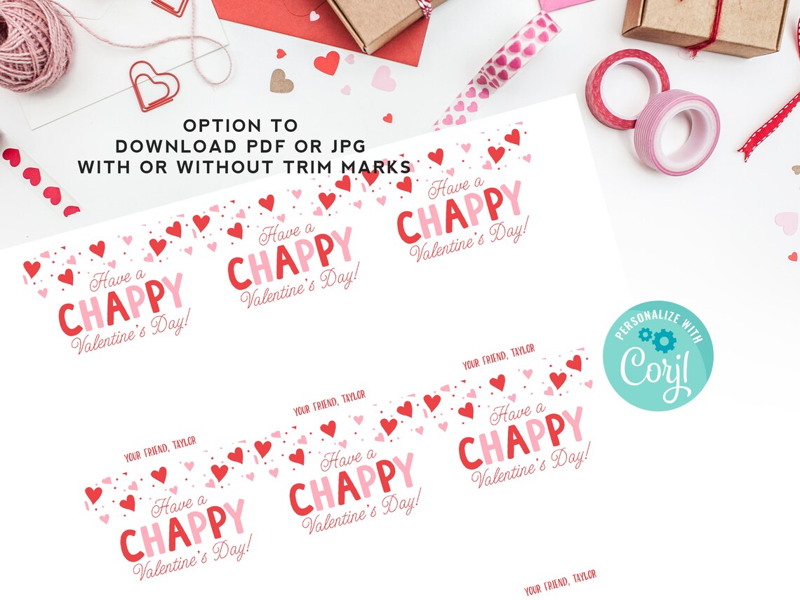 Printable Chappy Valentine's Day Card Instant Download | Etsy