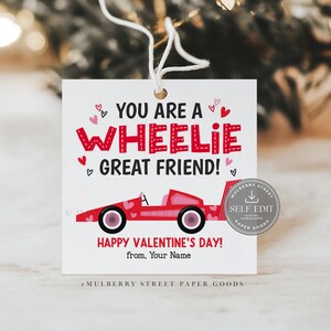 Race Car Valentine's Day Gift Tag Printable Digital Download Wheelie ...