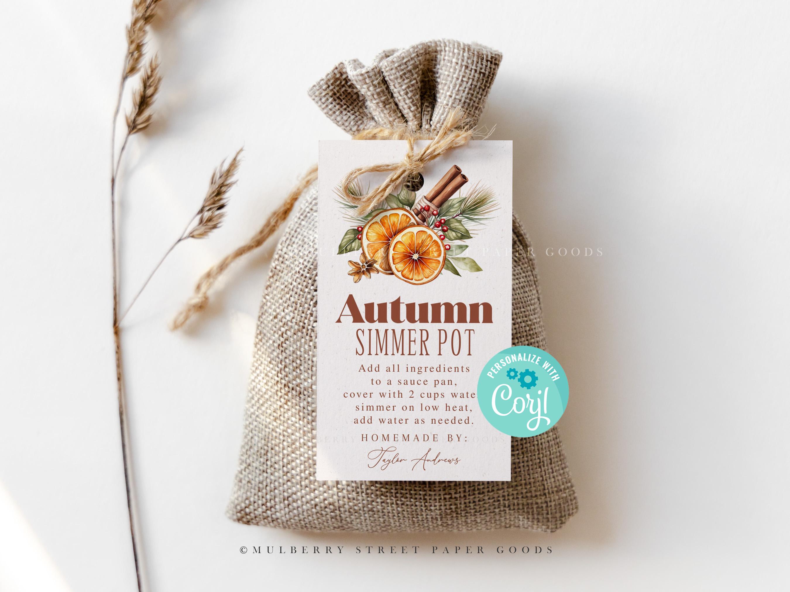 Autumn Simmer Pot Gift Tag Homemade Fall Simmering Potpourri Printable ...