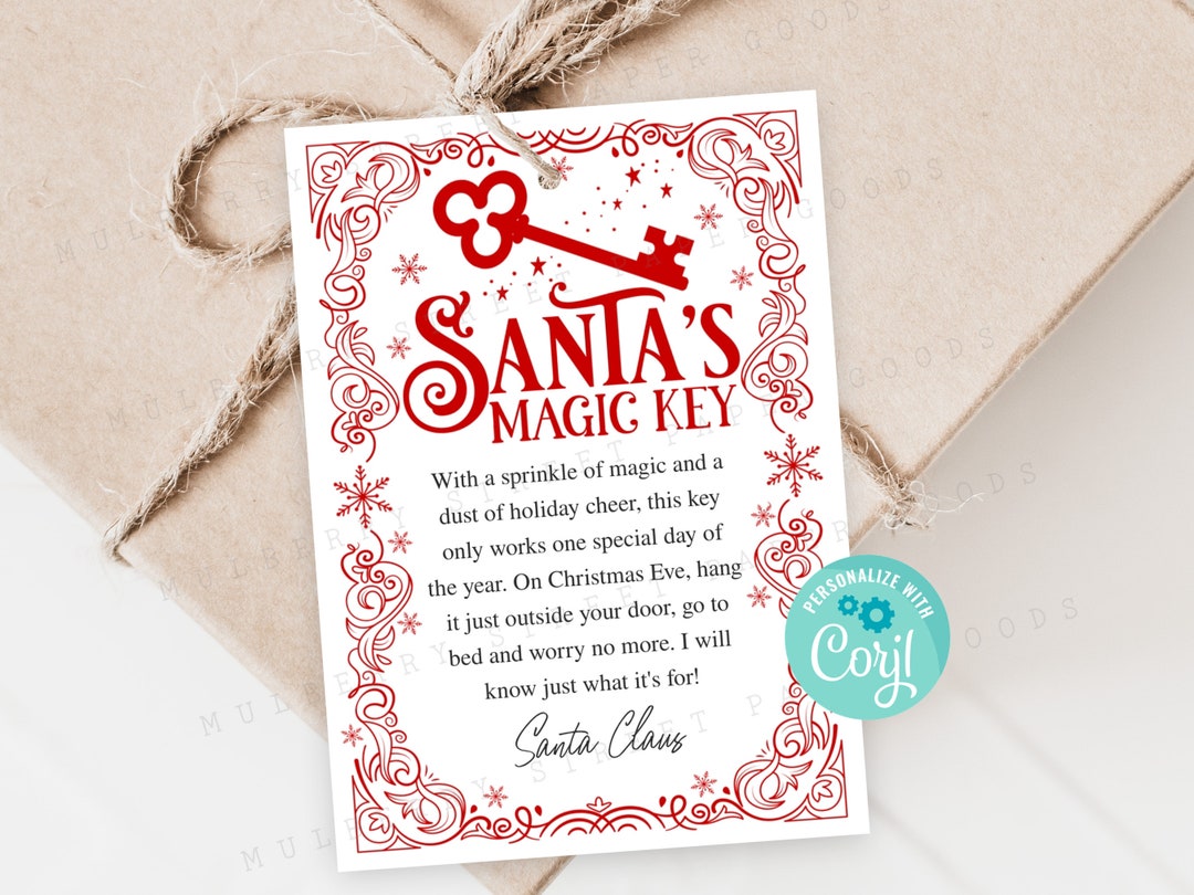 Santa's Magic Key Instructions Card Printable, Editable Santa Claus ...