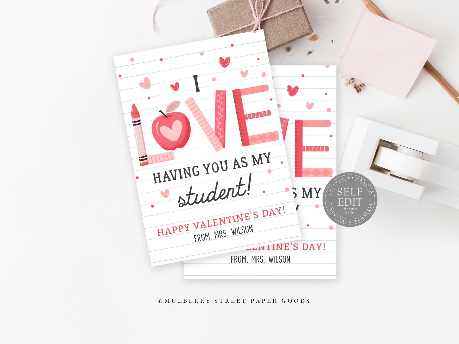 Printable I Love Having You as a Student Valentine's Day Card ...