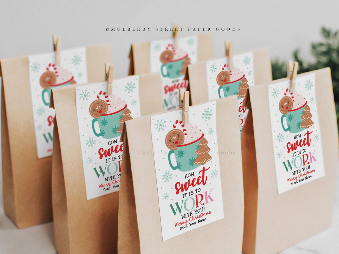 Coworker Christmas Gift Tag Printable Digital Download Canva Template ...