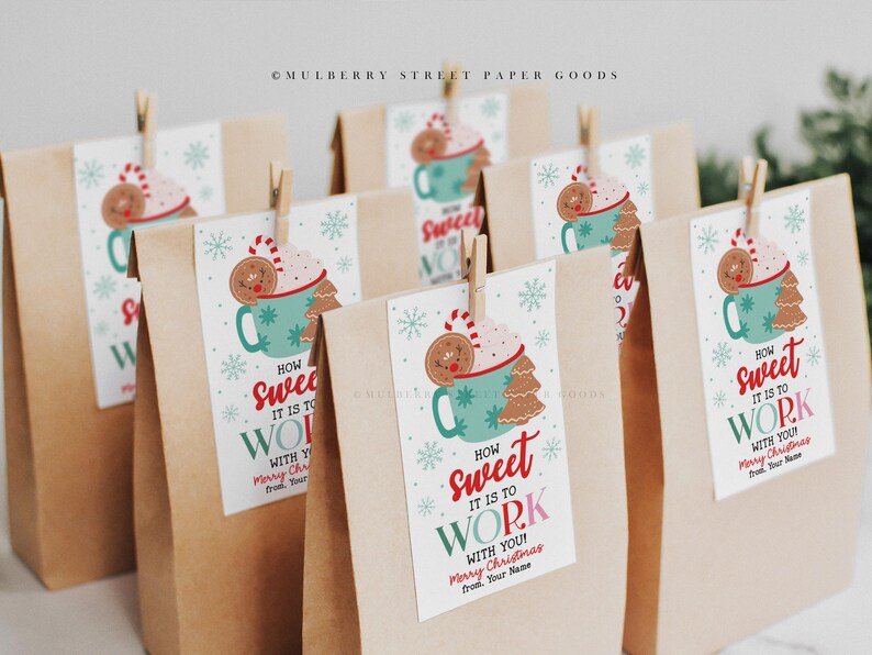 Coworker Christmas Gift Tag Printable Digital Download Canva Template ...