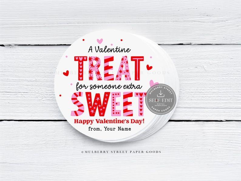 Sweet Treat Valentine's Day Gift Tag Printable Digital Download Canva ...