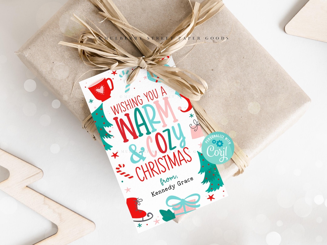 Wishing You a Warm and Cozy Christmas Gift Tag Printable Secret Santa ...
