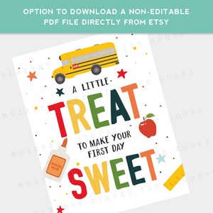 A Little Treat to Make Your First Day Sweet 8.5x11 Printable, Welcome ...