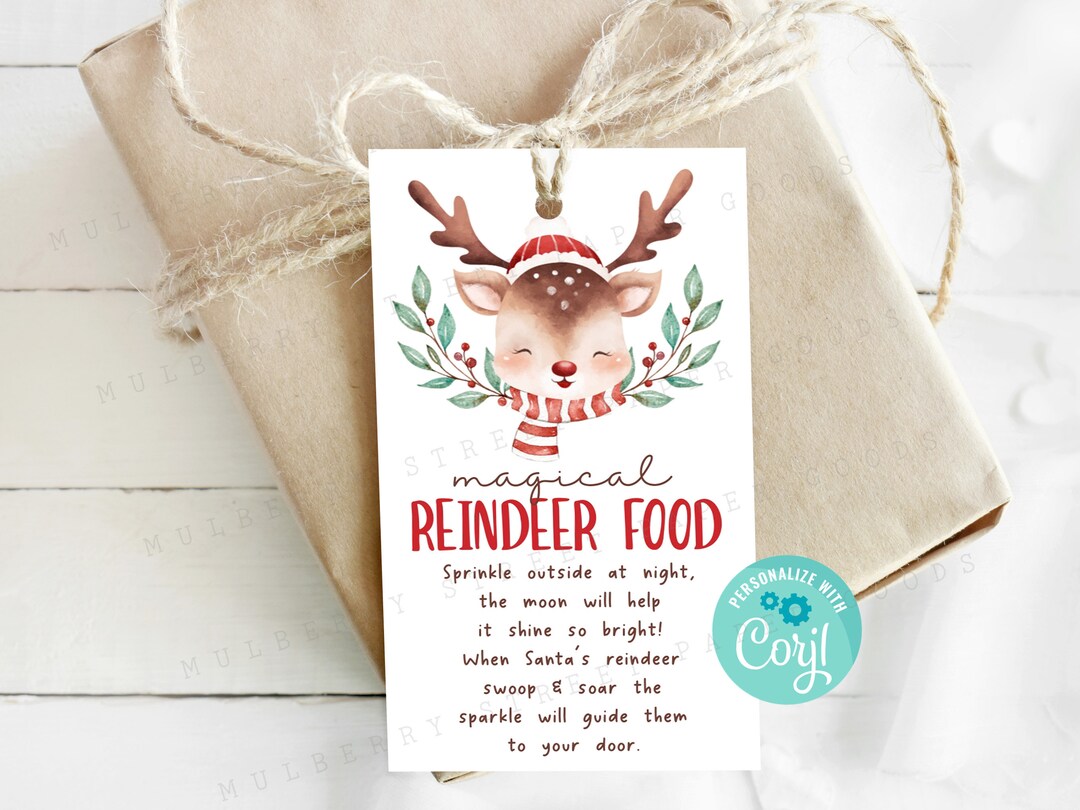 Editable Magical Reindeer Food Gift Tag Christmas Eve Traditions Tag ...