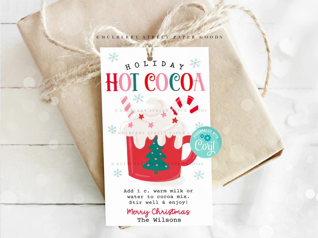 Holiday Hot Cocoa Gift Tag Printable Personalized Hot Chocolate ...