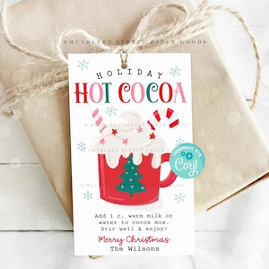 Holiday Hot Cocoa Gift Tag Printable Personalized Hot Chocolate ...