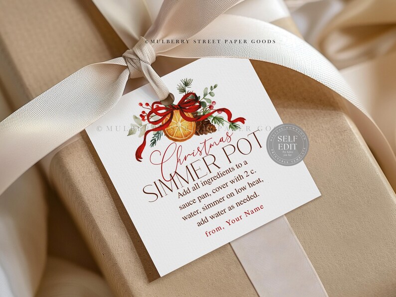 Editable Christmas Simmering Potpourri Label Printable Digital Download ...
