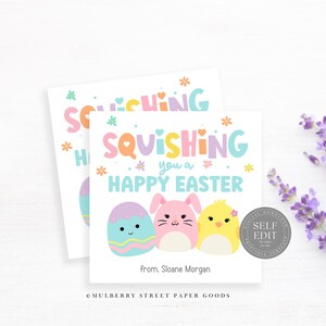 Squishing You a Happy Easter Gift Tag Printable Easter Squishmallow ...